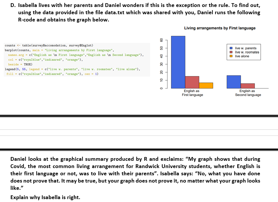 Solved Explain why Isabella is right RStudio code: counts