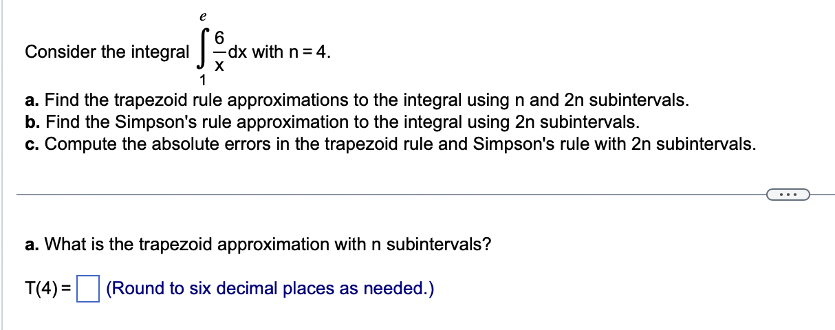 Solved a. What is the trapezoid approximation with n | Chegg.com