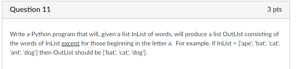 Solved Write a Python program that will, given a list InList | Chegg.com