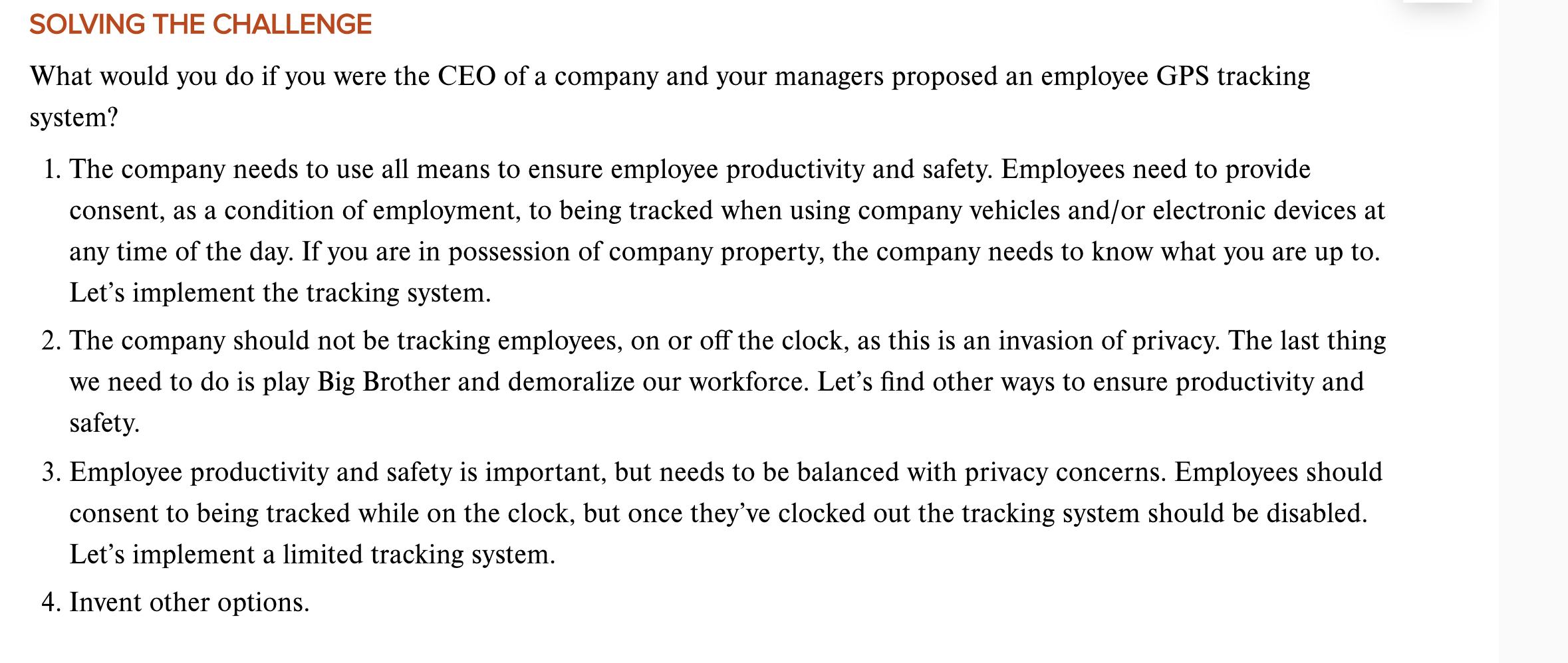 Solved Should Companies Use GPS To Track Employees More Chegg