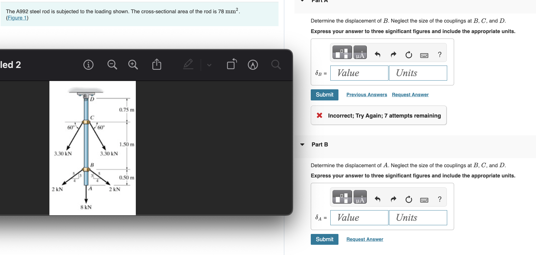 Solved The A992 ﻿steel rod is subjected to the loading | Chegg.com