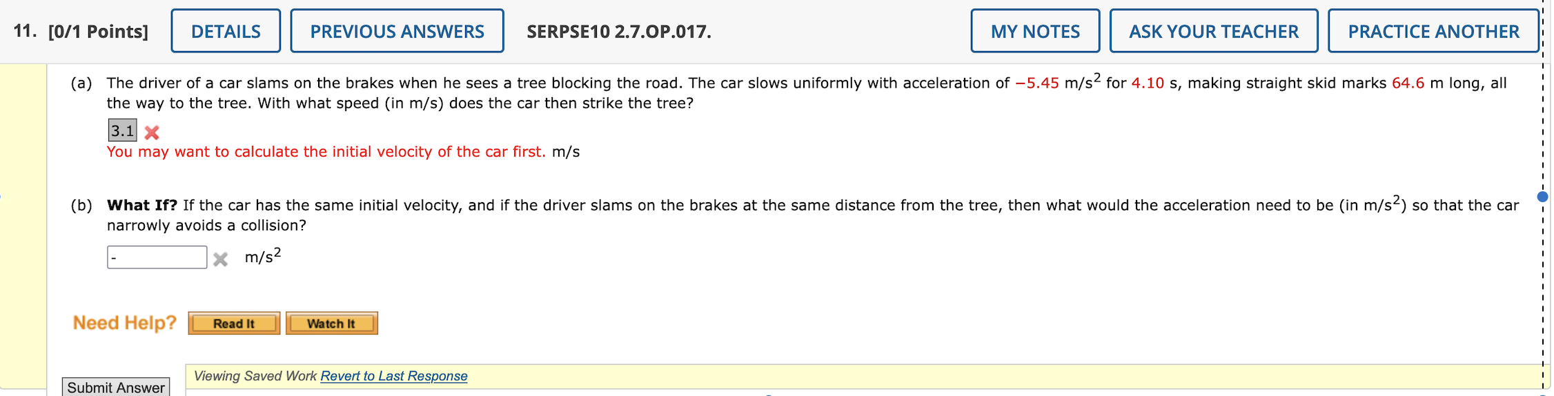 Solved the way to the tree. With what speed (in m/s ) does | Chegg.com
