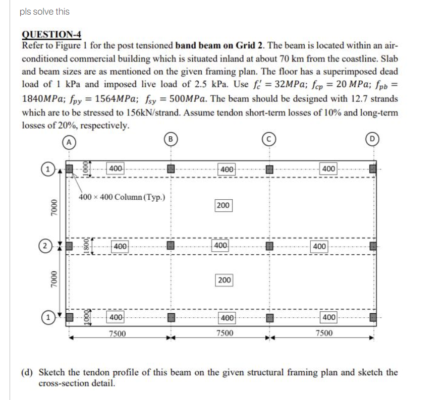 QUESTION-4 Refer to Figure 1 for the post tensioned | Chegg.com