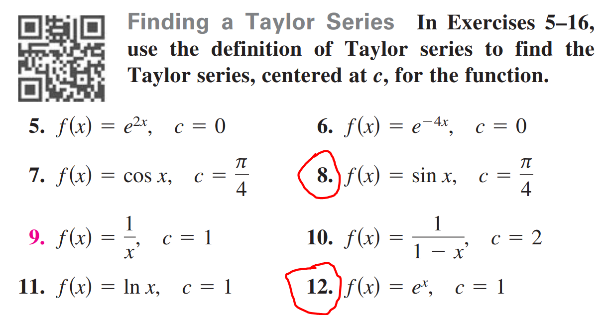 Solved Finding a Taylor Series In Exercises 5-16, use the | Chegg.com