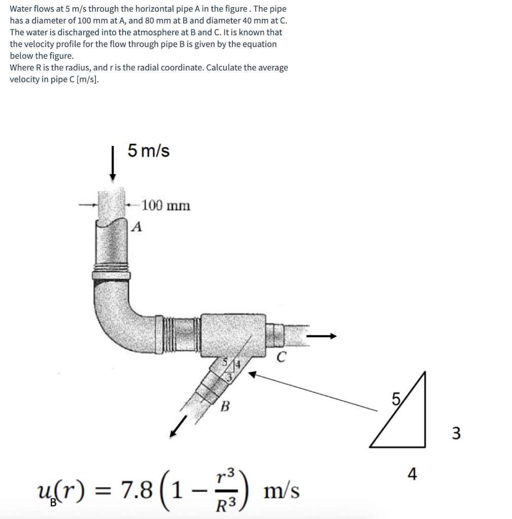 Solved Water flows at 5 m/s through the horizontal pipe A in | Chegg.com
