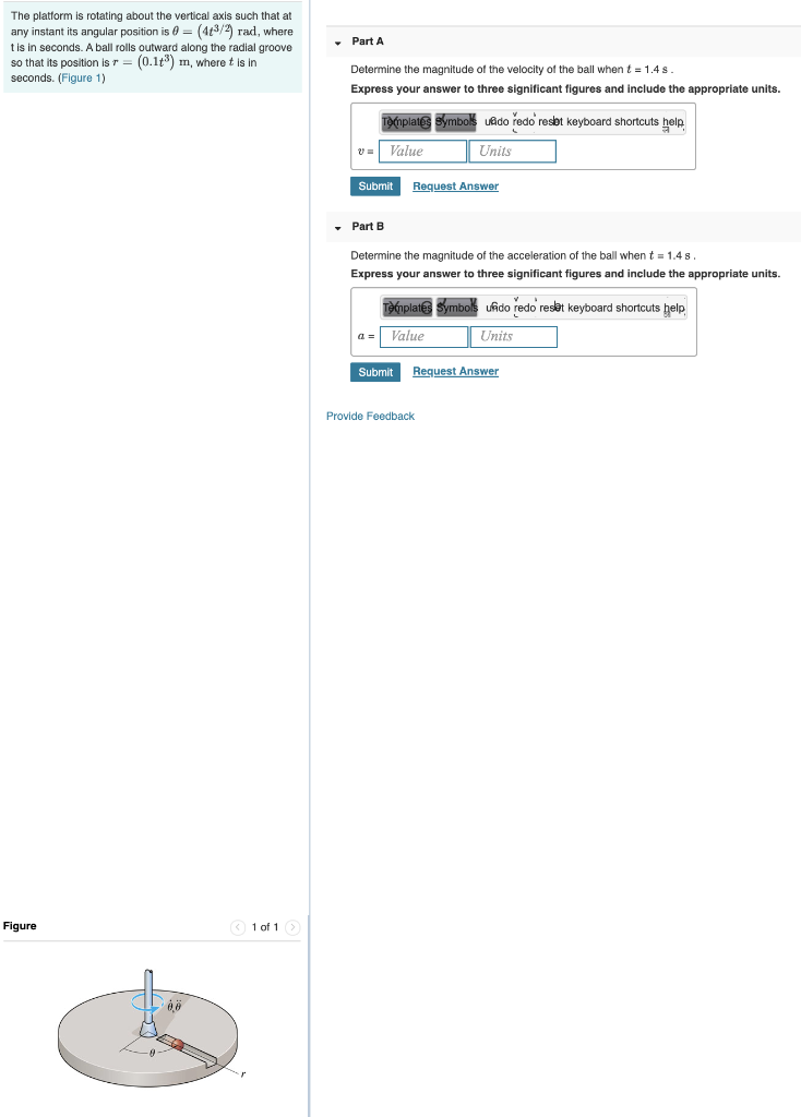 Solved The platform is rotating about the vertical axis such | Chegg.com