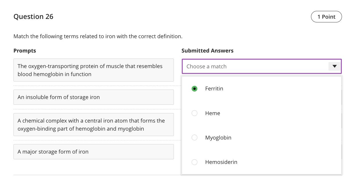 Solved Question 26 1 Point Match the following terms related | Chegg.com