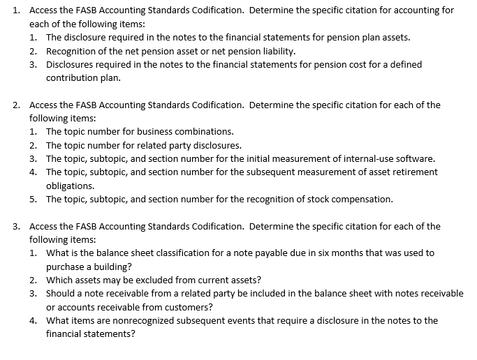 Solved 1. Access the FASB Accounting Standards Codification. | Chegg.com