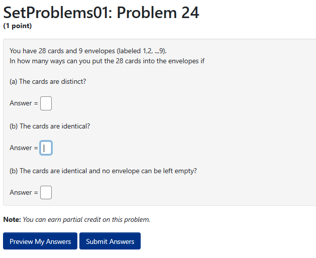 Solved SetProblems01: Problem 24 (1 point) You have 28 cards | Chegg.com