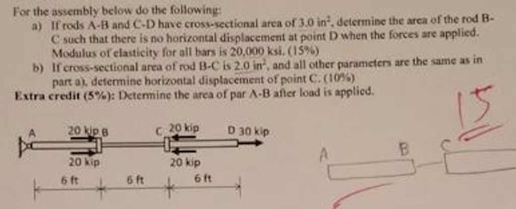 Solved For the assembly below do the following a) If rods A- | Chegg.com