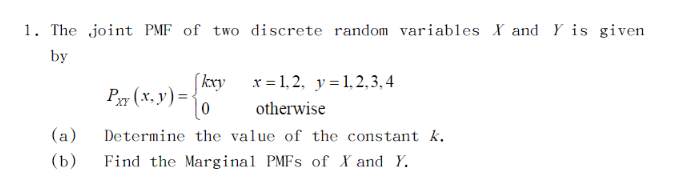 Solved 1. The joint PMF of two discrete random variables X | Chegg.com
