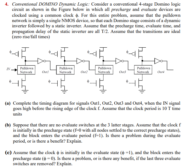 Solved 4. Conventional DOMINO Dynamic Logic: Consider a | Chegg.com
