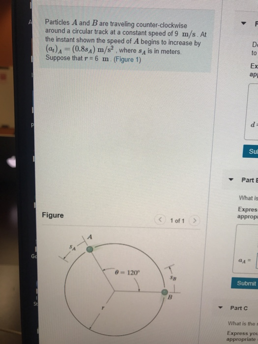 Solved Particles A and B are traveling counter-clockwise | Chegg.com