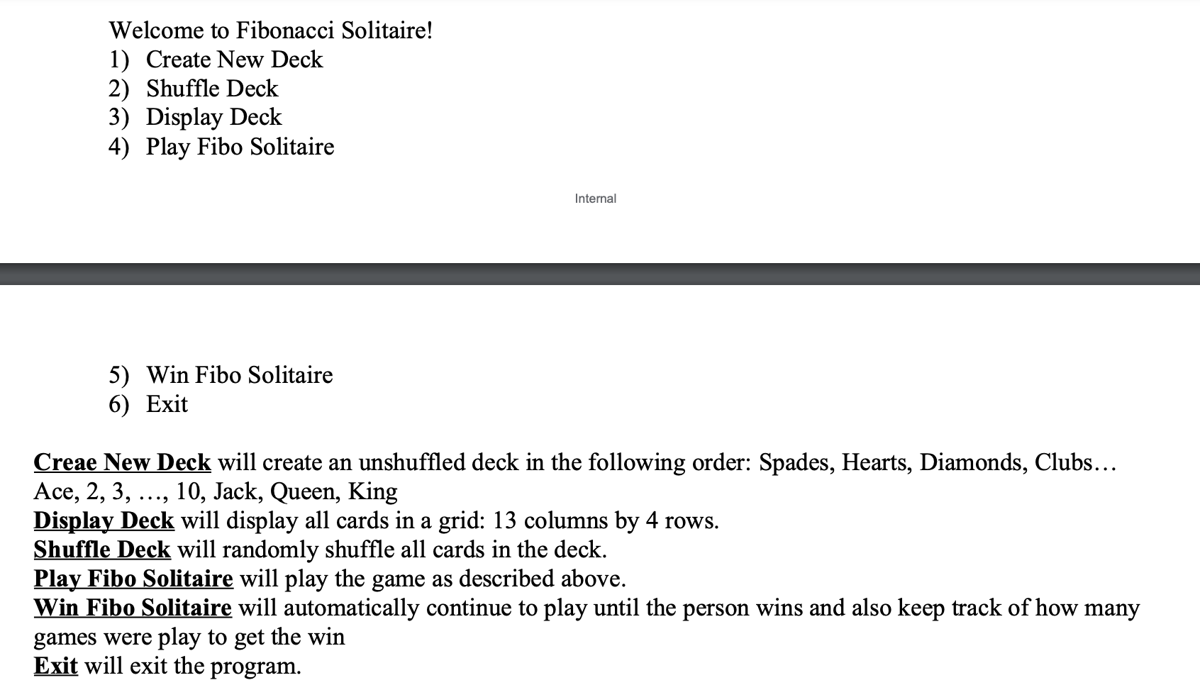 Solved Welcome to Fibonacci Solitaire! This game uses one | Chegg.com