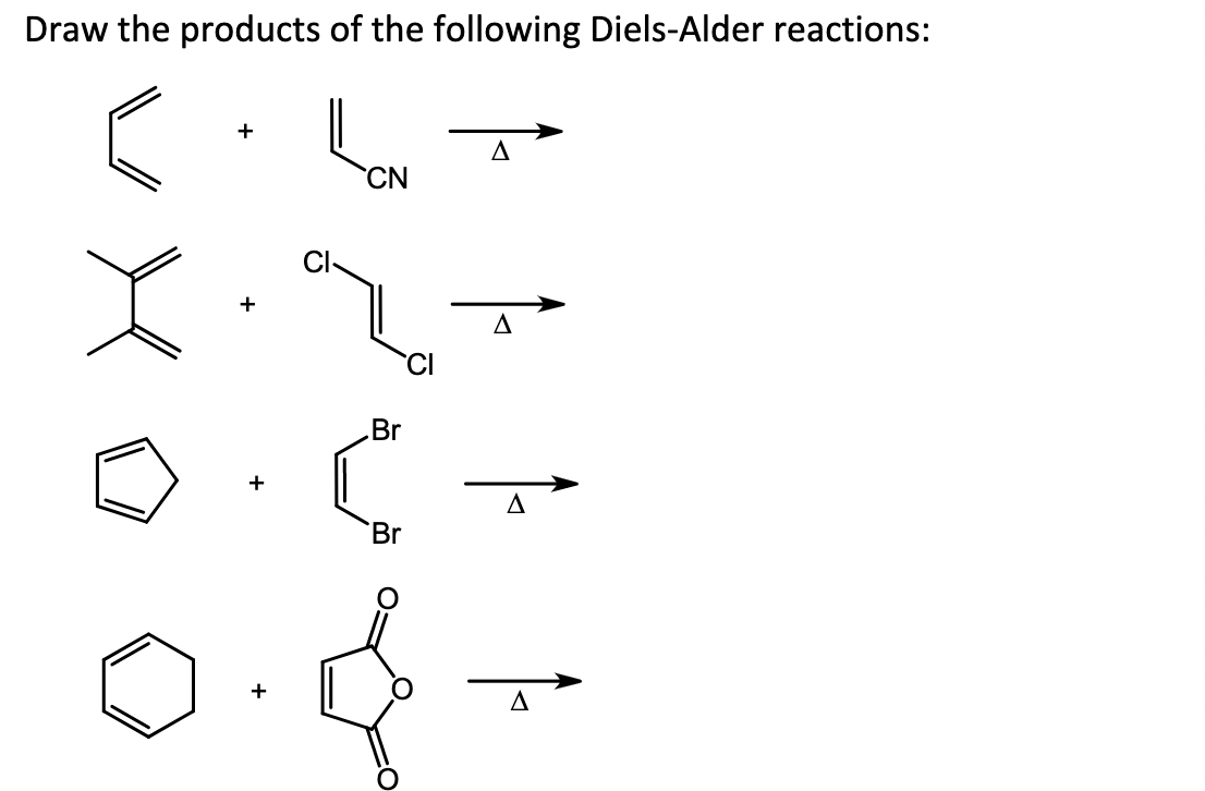 Solved Draw the products of the following Diels-Alder | Chegg.com