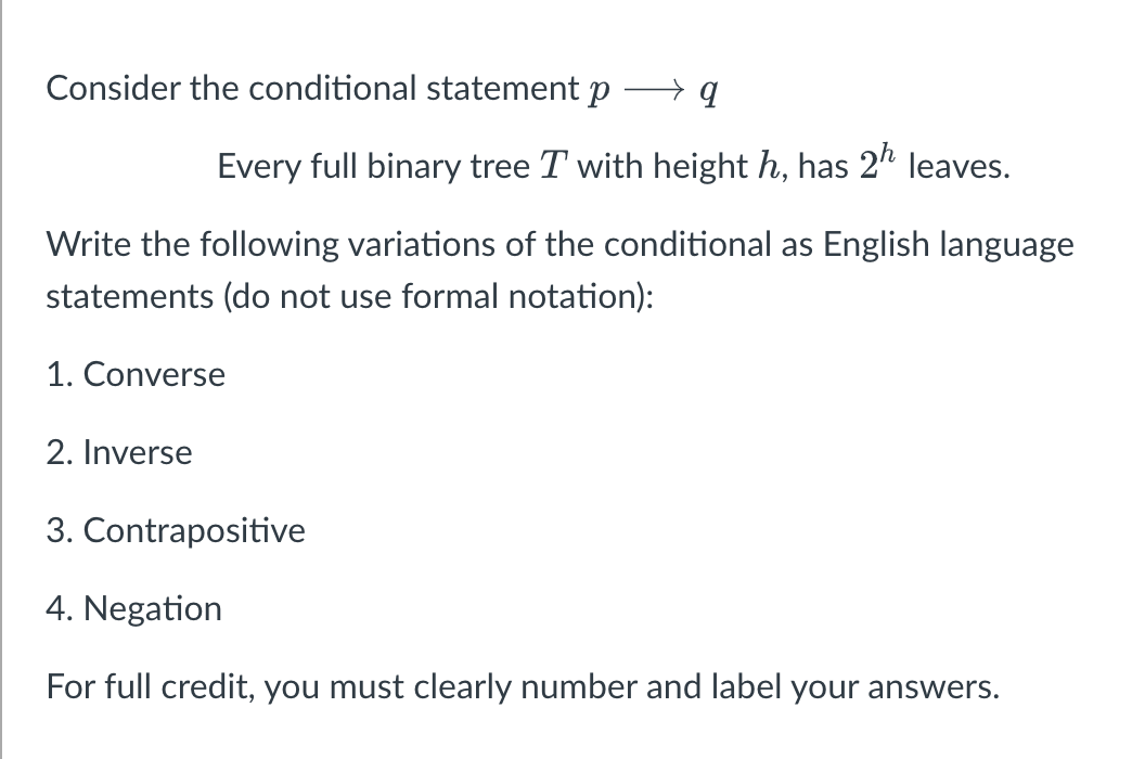 Solved Consider the conditional statement p a Every full | Chegg.com