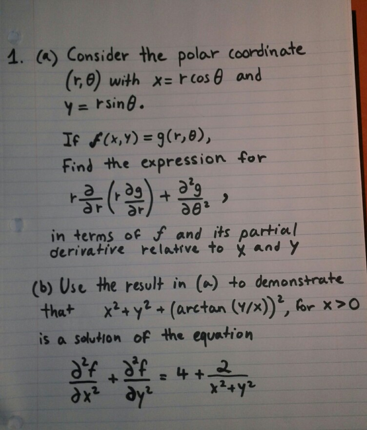 Solved Consider the polar coordinate (ne) with xrcos θ and | Chegg.com