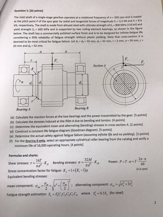 The inlet shaft of a single-stage gearbox operates at | Chegg.com