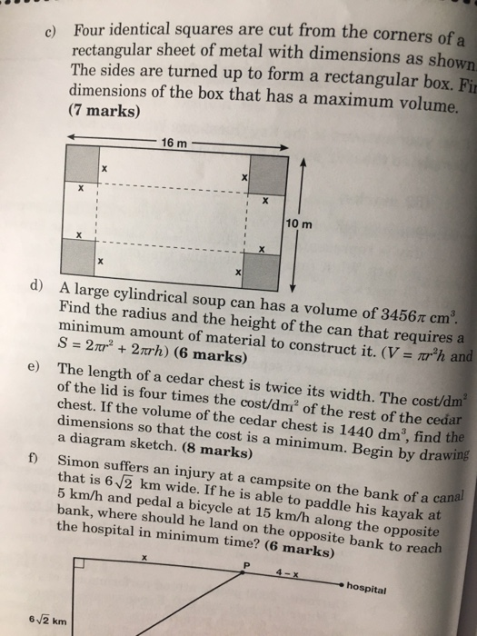 Solved Four identical squares are cut from the corners | Chegg.com