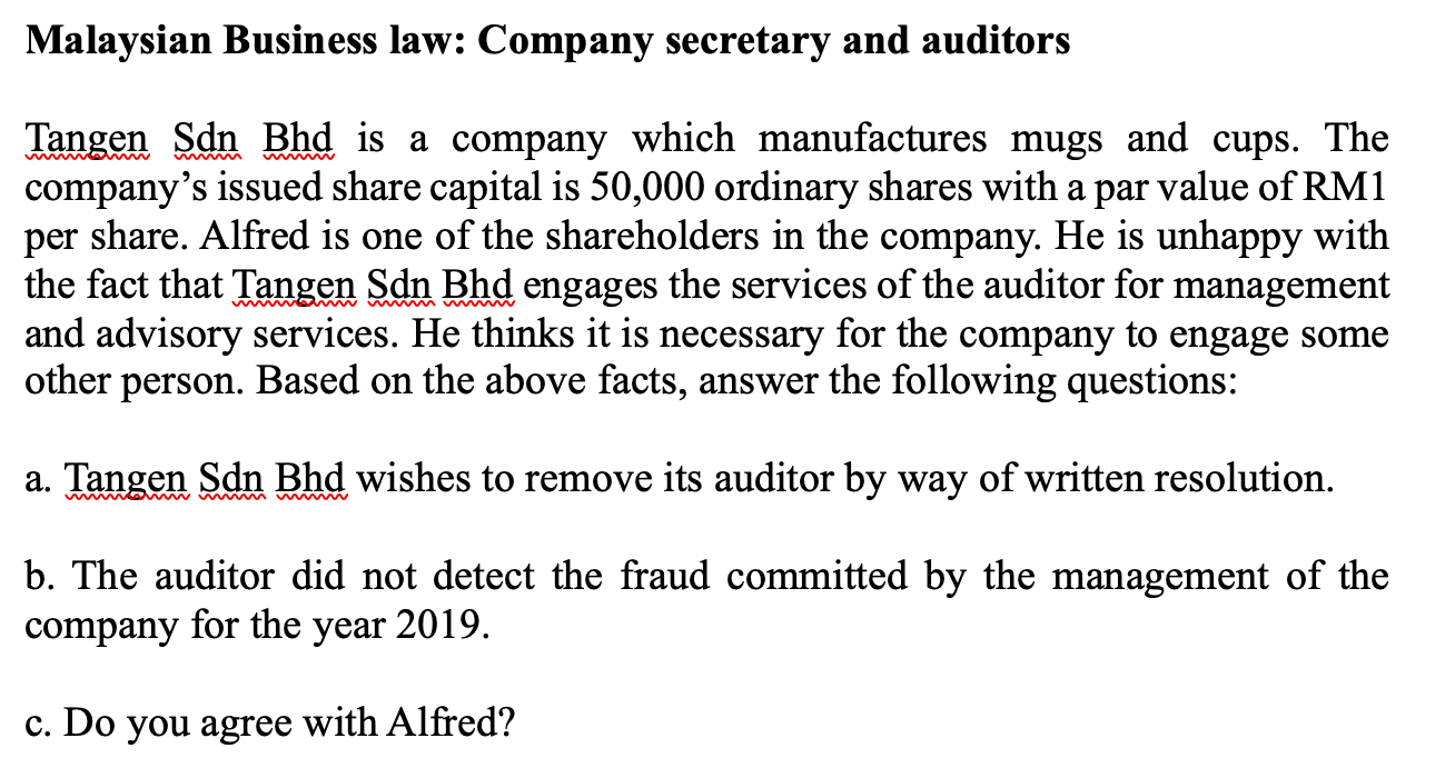 Solved Malaysian Business law: Company secretary and | Chegg.com
