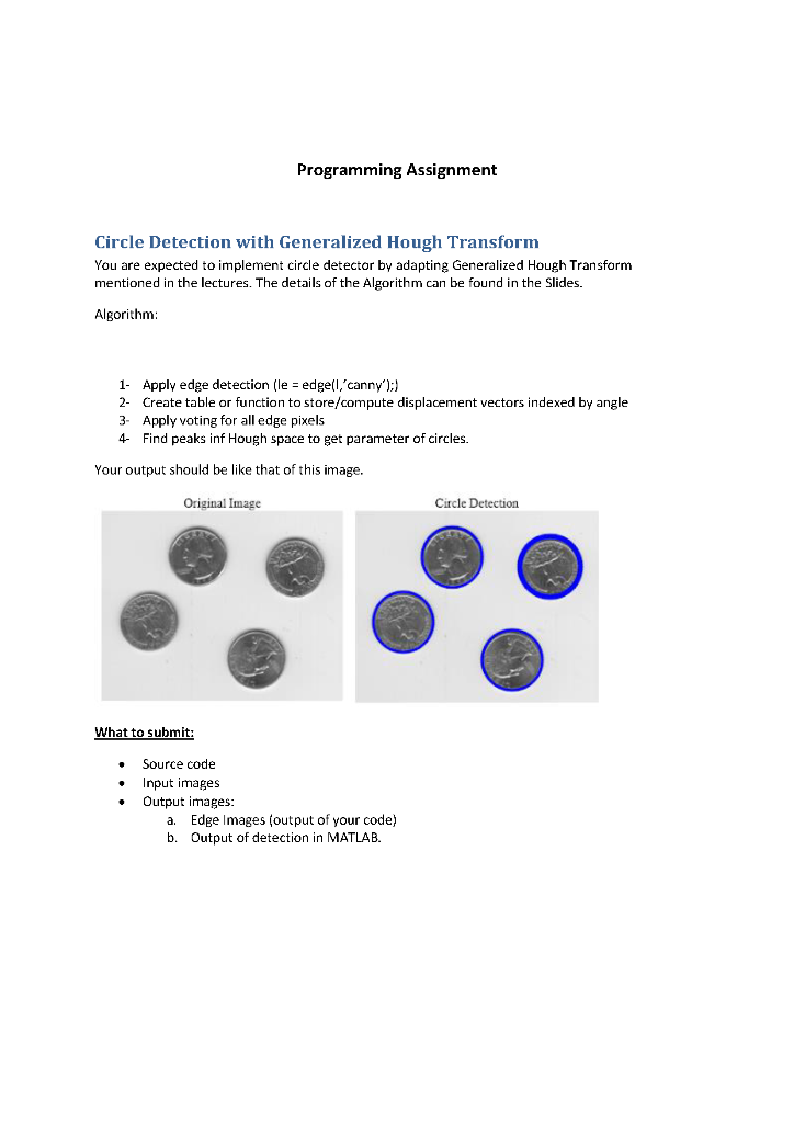 Solved Programming Assignment Circle Detection with | Chegg.com