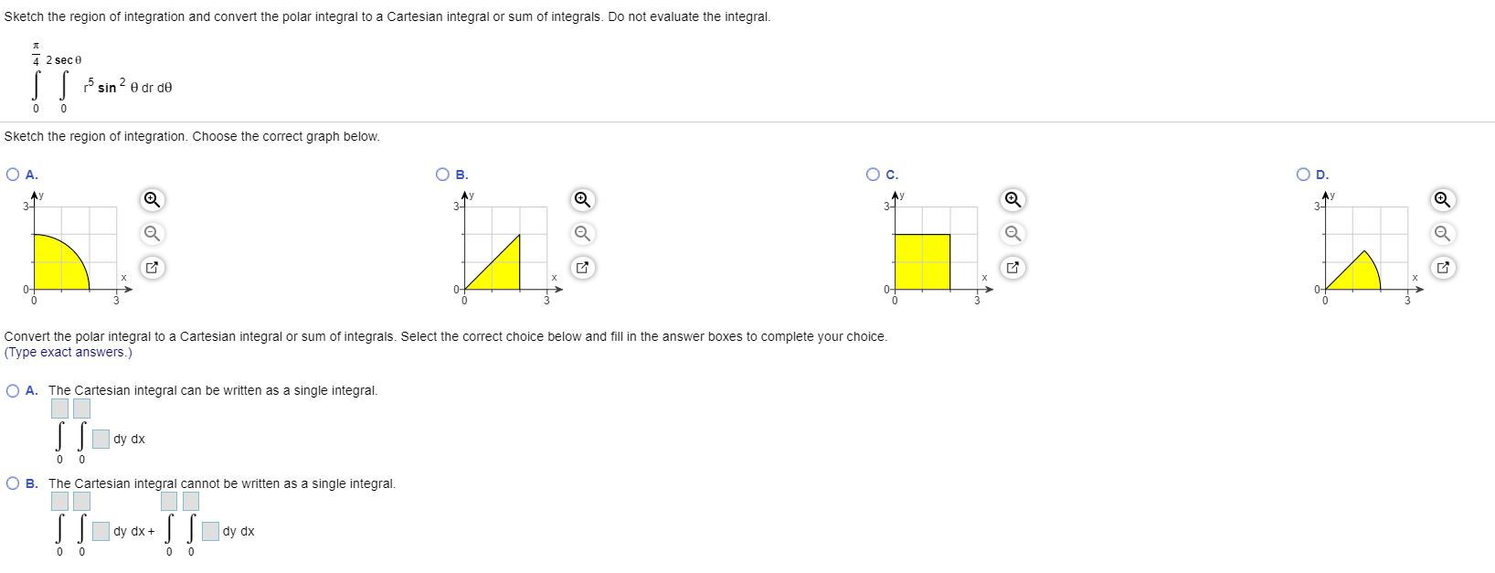 Sketch the region of integration and convert the | Chegg.com