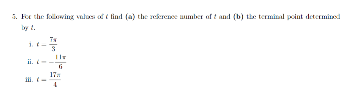 Solved 5. For the following values of t find (a) the | Chegg.com