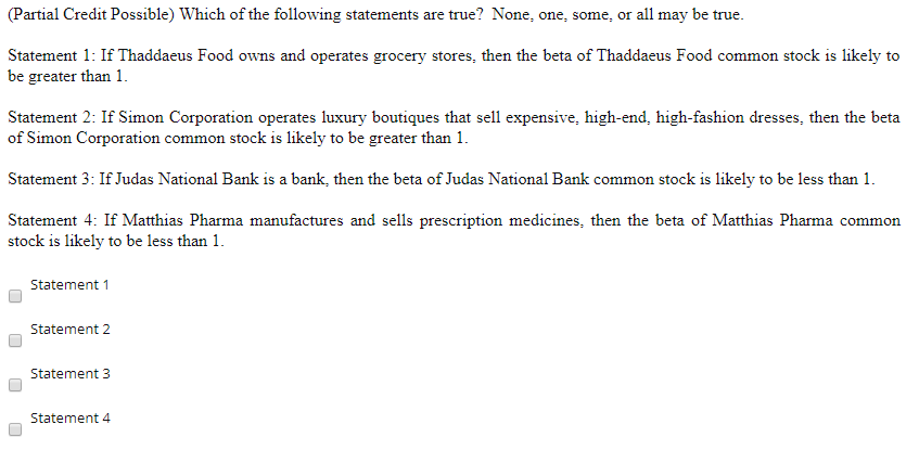 Solved (Partial Credit Possible) Which of the following | Chegg.com