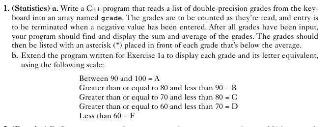 Solved 1. (Statistics) a. Write a C++ program that reads a | Chegg.com