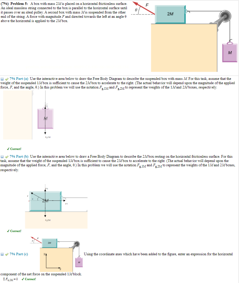Solved (7\%) Problem 5: A box with mass 2M is placed on a | Chegg.com