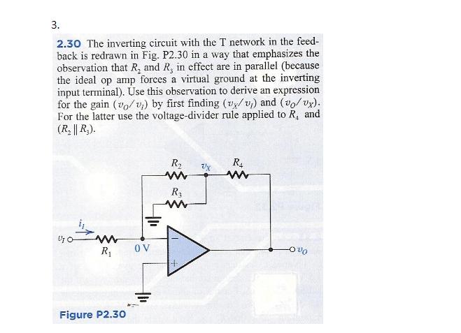 Solved 3. 2.30 The inverting circuit with the T network in | Chegg.com
