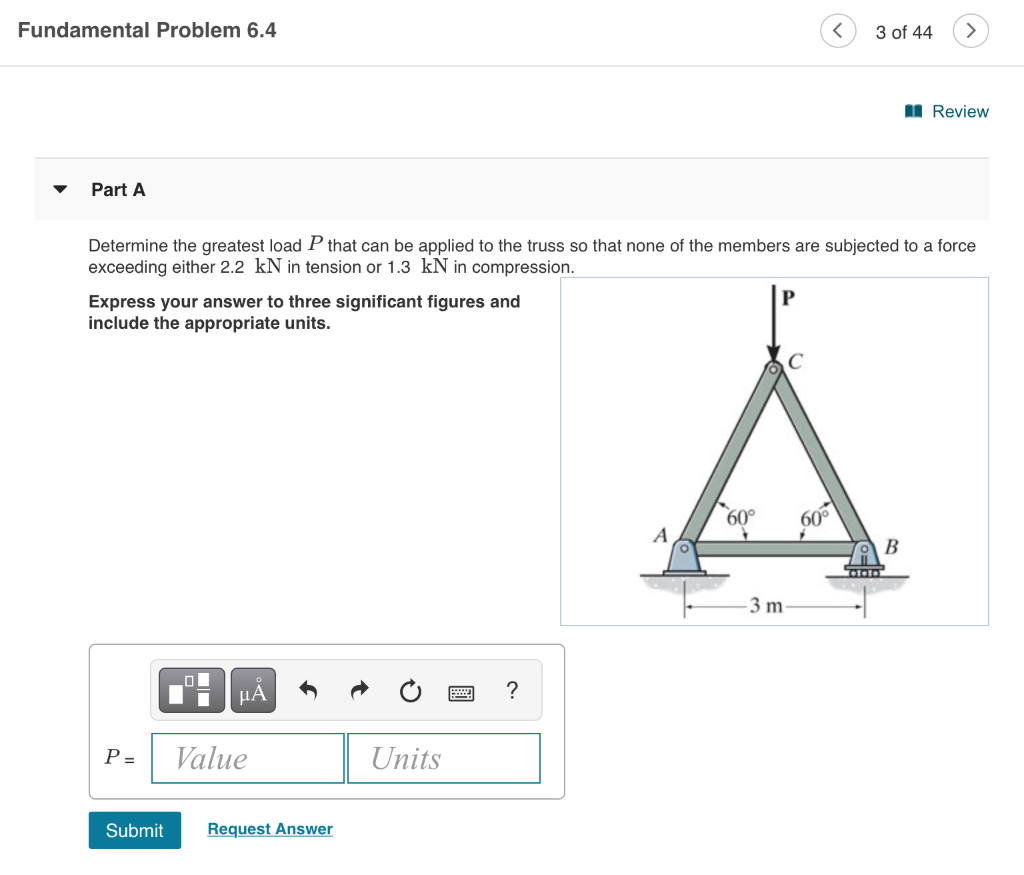 Solved Fundamental Problem 6.4 ☺ 3 of 44 > Review Part A | Chegg.com