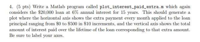 Solved 4. (5 pts) Write a Matlab program called | Chegg.com