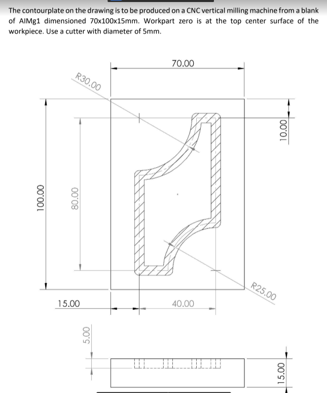 Solved The contourplate on the drawing is to be produced on | Chegg.com