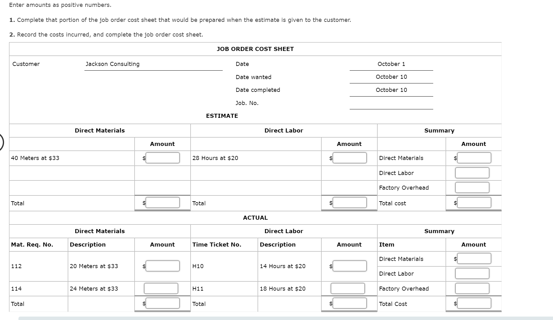 Solved Entries for Costs in a Job Order Cost System Royal | Chegg.com
