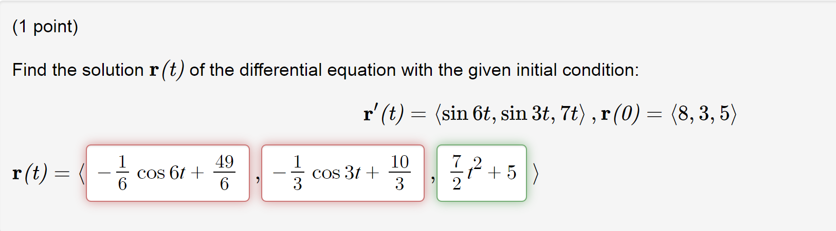 Solved (1 point) If r(t) = cos(-3t)i + sin(-3t)j - 4tk | Chegg.com