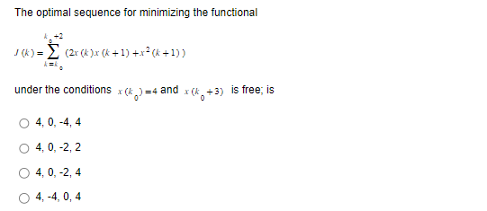 The optimal sequence for minimizing the functional | Chegg.com