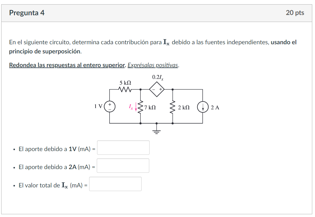 En el siguiente circuito, determina cada contribución | Chegg.com