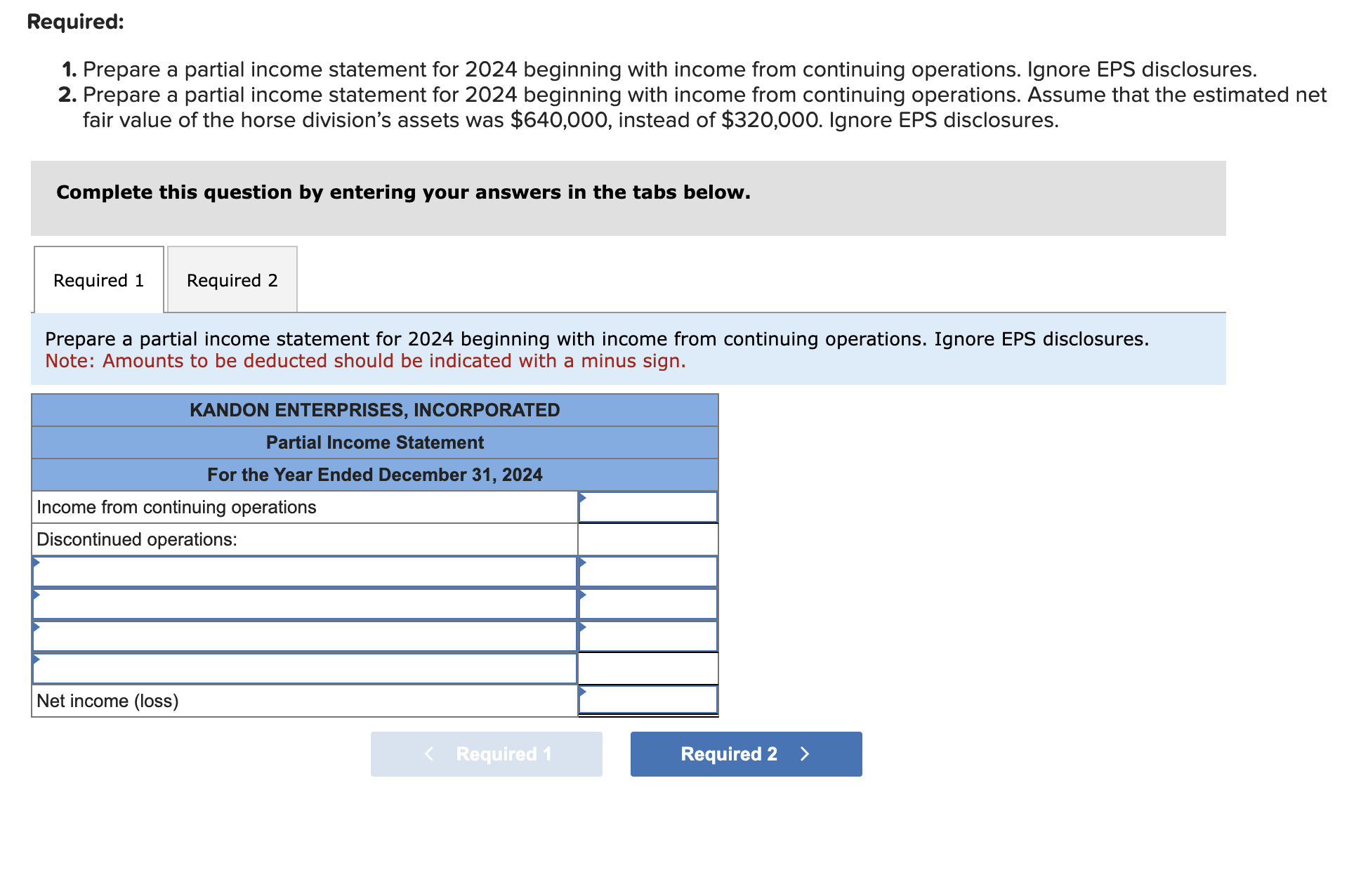 1. Prepare a partial income statement for 2024 | Chegg.com