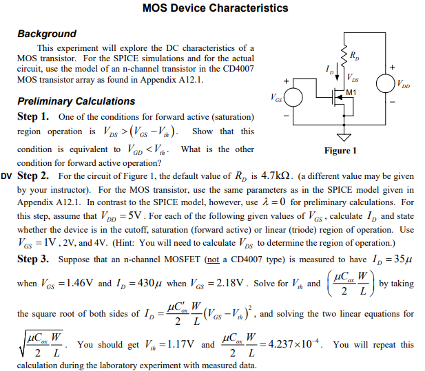 Solved MOS Device Characteristics Background This experiment | Chegg.com Solved MOS Device Characteristics Background This experiment | Chegg.com