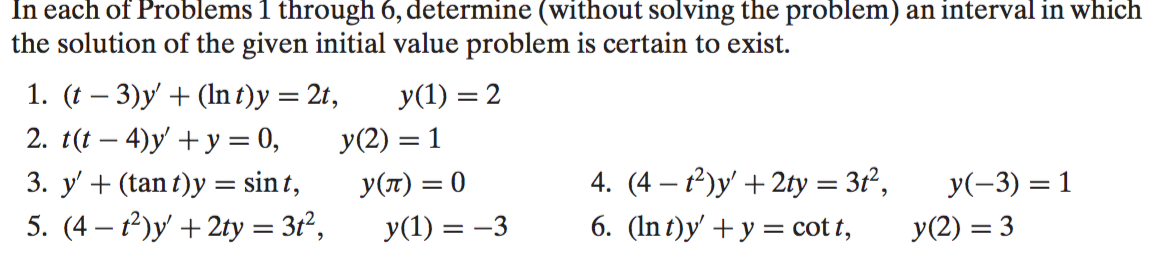 Solved In each of Problems 1 through 6, determine (without | Chegg.com