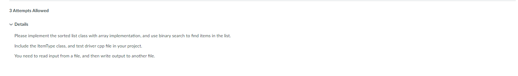 Solved Details Please implement the sorted list class with | Chegg.com