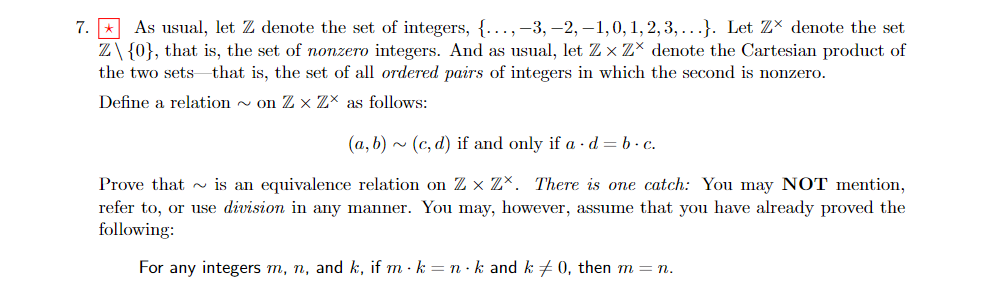 Solved ⋆ As usual, let Z denote the set of integers, | Chegg.com