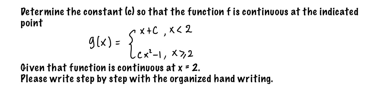 Solved Determine the constant (c) so that the function f is | Chegg.com