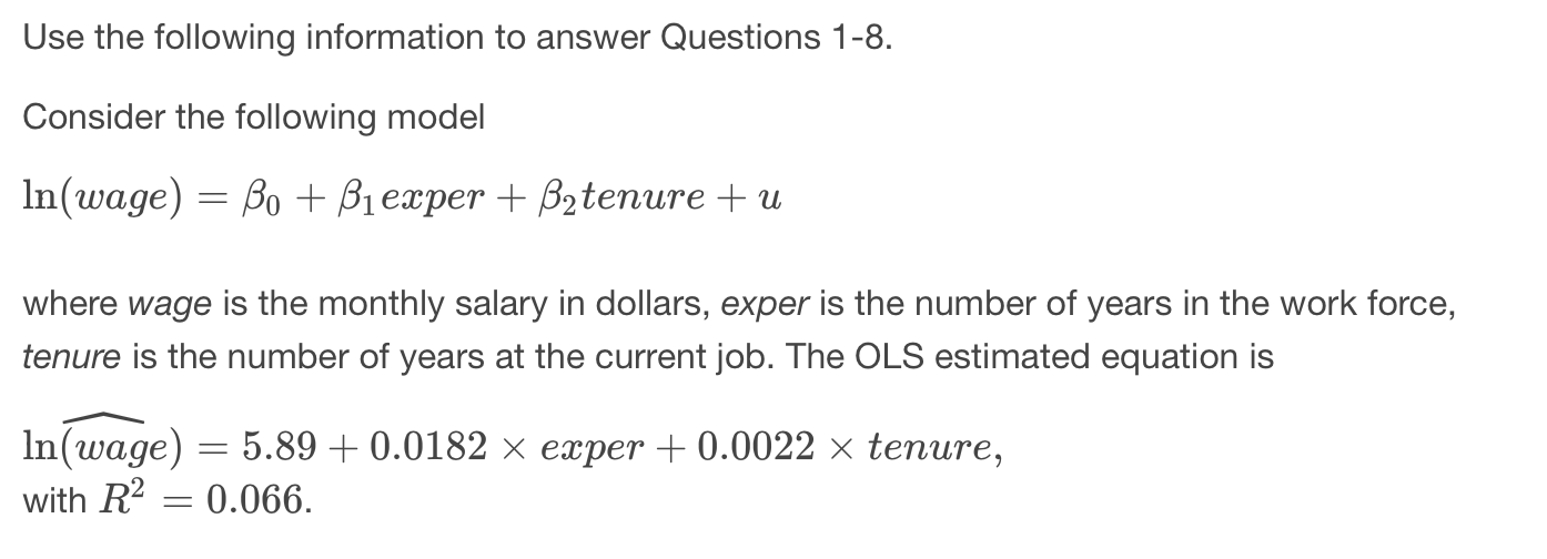Solved Use the following information to answer Questions | Chegg.com