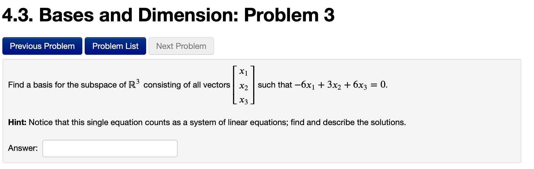 Solved 4.3. Bases and Dimension: Problem 3 Find a basis for | Chegg.com