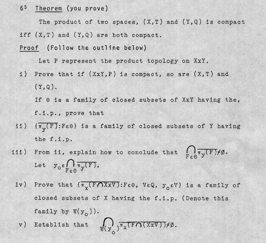 65 Theorem (you prove) The product of two spaces, | Chegg.com