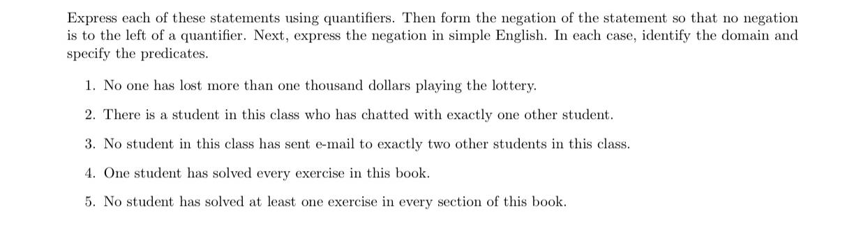 Solved Express Each Of These Statements Using Quantifiers 