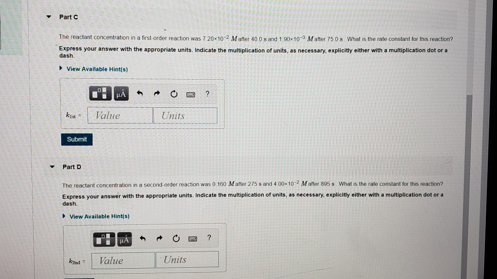 Solved Part A The reactant concentration in a zero-order | Chegg.com
