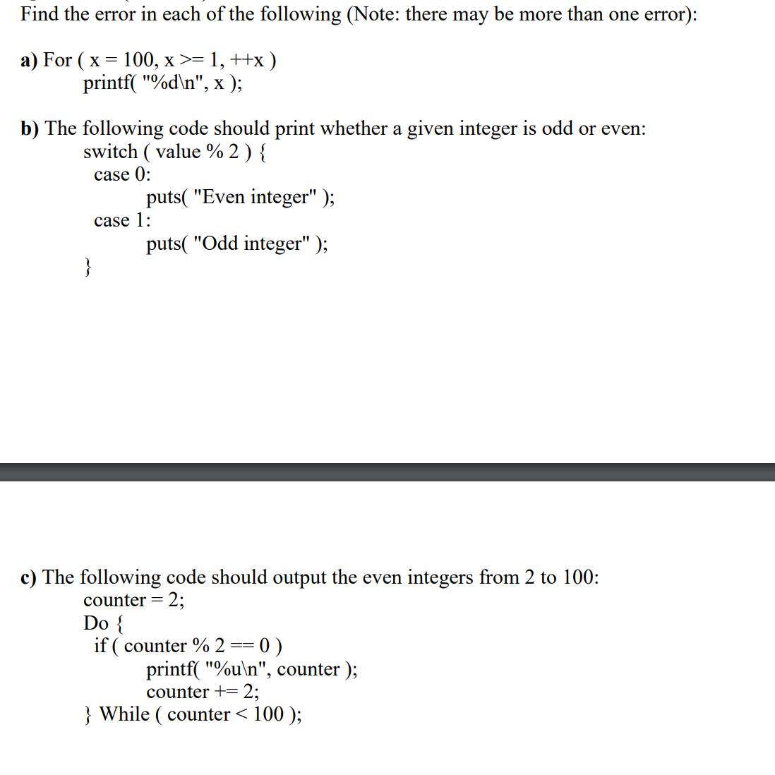 Solved Find the error in each of the following (Note: there | Chegg.com